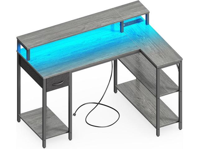 Click here for SUPERJARE L Shaped Gaming Desk with LED Lights & P... prices