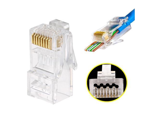Click here for PETECHTOOL 100-Pack RJ45 Pass Through Connector 23... prices