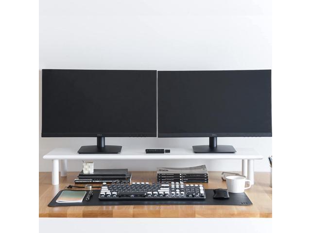 Click here for Bamboo Dual Monitor Stand Riser White with 2 Heigh... prices