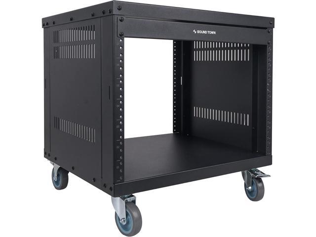 Click here for Sound Town 8U Universal Steel Rack  w/ 3 Locking C... prices