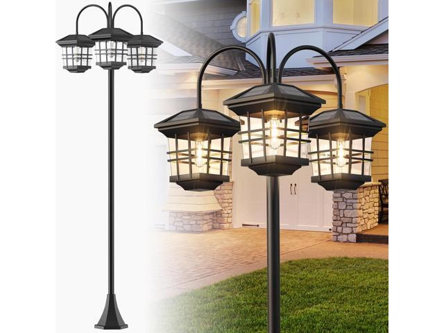 Click here for 76 Classic Black Solar Lamp Post Lights - 3-Head W... prices