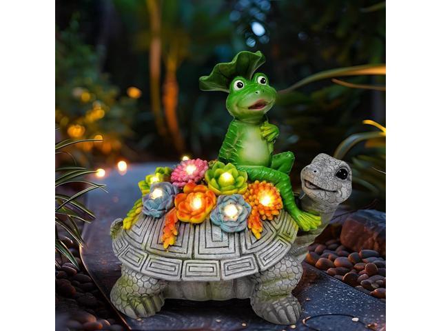 Click here for ILLUMINEW Solar Garden Outdoor Statues Turtle& Fro... prices