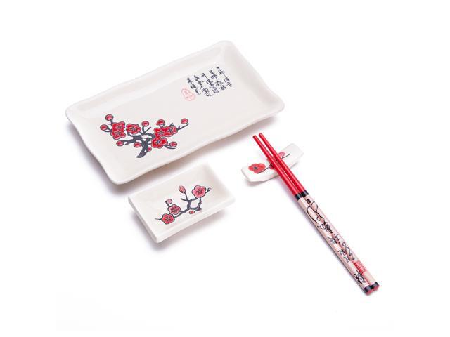 Click here for 4 Pcs Japanese Sushi Plate Dinnerware Set White Wi... prices