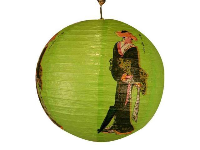 Click here for Japanese Geisha Design Round Paper Lantern (Green) prices