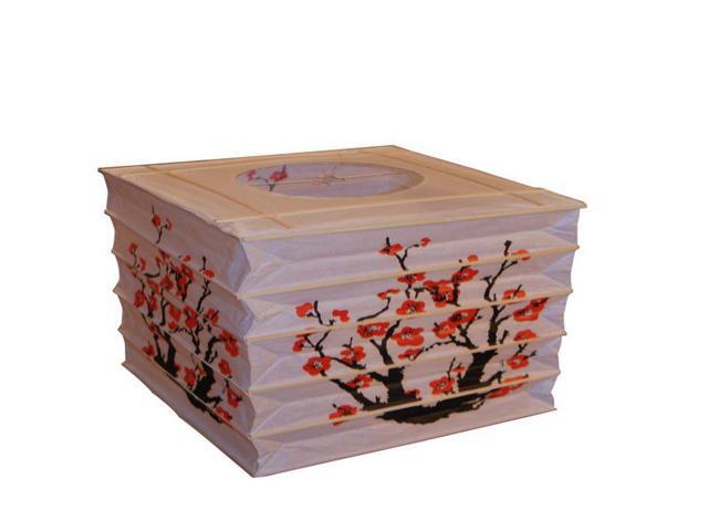 Click here for Japanese Style Rectangle Paper Lantern - Red Sakur... prices