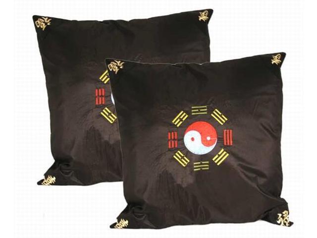 Click here for Set of 2 Oriental Silk Cushion Covers YING YANG (B... prices