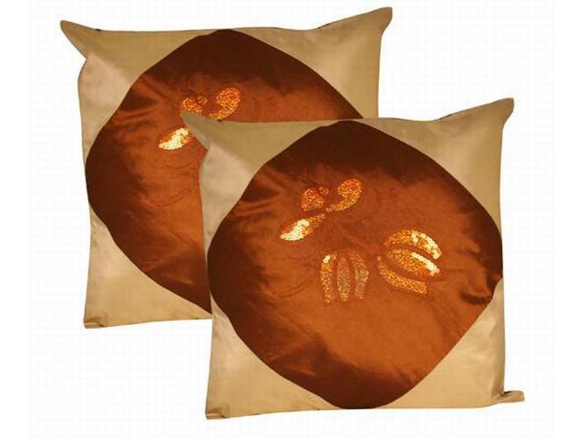 Click here for Set of 2 Oriental Silk Cushion Covers (Golden) prices