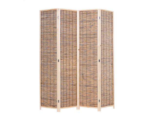 Click here for Decorative Freestanding Wood Frame Reed Woven 4 Pa... prices