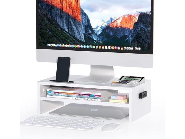 Click here for BONTEC Monitor Stand Riser White  2 Tiers Wood Mon... prices