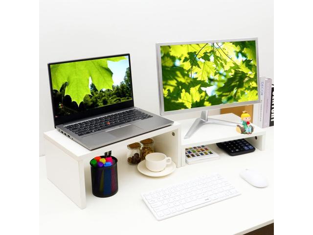 Click here for TEAMIX Adjustable White Monitor Stand Riser - 2 Pa... prices