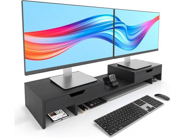 Click here for Monitor Stand with 2 Drawers for Desk  Bamboo Dual... prices