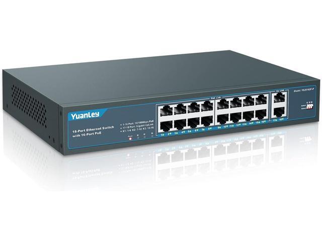 Click here for YuanLey 16 Port PoE Switch with 2 Gigabit Uplink... prices
