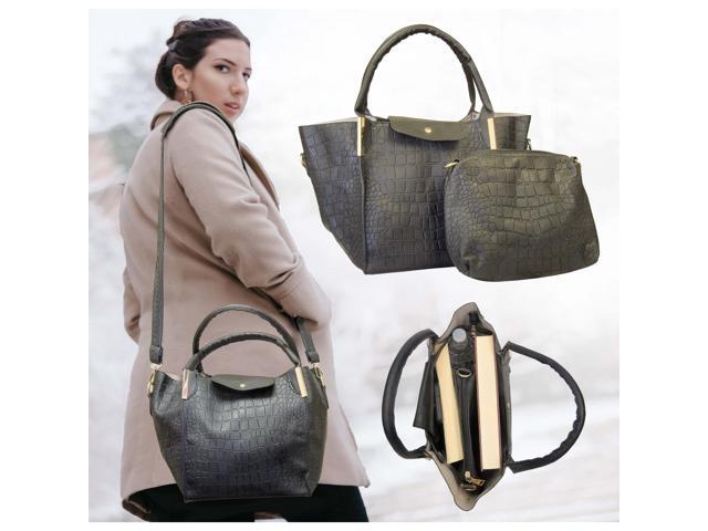 Click here for Midsize Faux Leather Tote Bag Shoulder Bag + Compa... prices