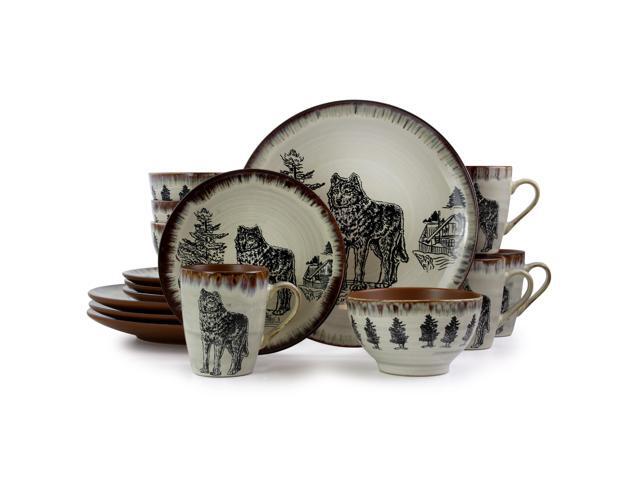 Click here for Elama Majestic Wolf 16 Piece Luxurious Stoneware D... prices