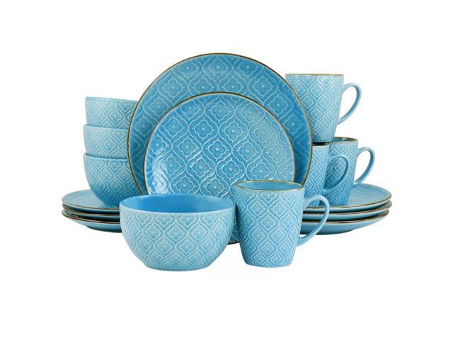 Click here for Elama Aqualite 16 Piece Embossed Stoneware Dinnerw... prices