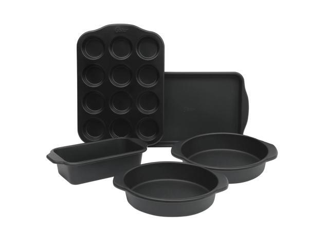 Oster Teston 5 Piece Carbon Steel Baking Pans Bakeware Set W/ Premium Pfa Free Nonstick - Matte Black - Black