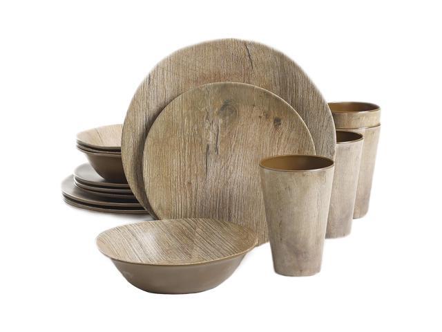 Click here for Gibson Elite Woodlands 16 Piece Melamine Wood Grai... prices