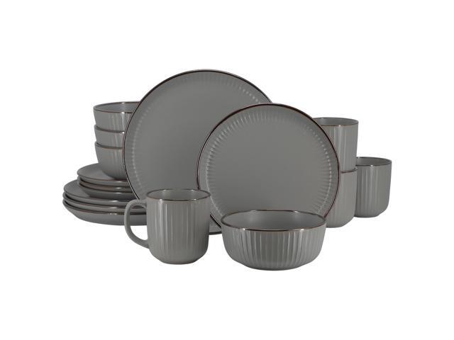 Click here for Elama Leo 16 Piece Stoneware Dinnerware Set In Dar... prices