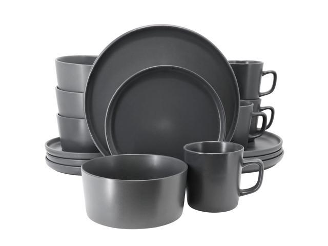 Elama Luxmatte Dark Grey 16 Piece Dinnerware Set