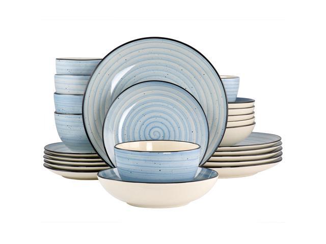 Elama Gia 24 Piece Round Stoneware Dinnerware Set in Light Blue