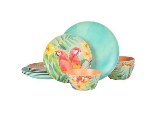 Click here for Laurie Gates Tropical Parrots 12 Piece Melamine Di... prices