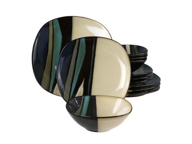 Click here for Hometrends Althea 12 Piece Soft Square Stoneware D... prices