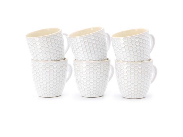 Click here for Elama Honeycomb 6 Piece 15 Ounce Mug Set in White prices