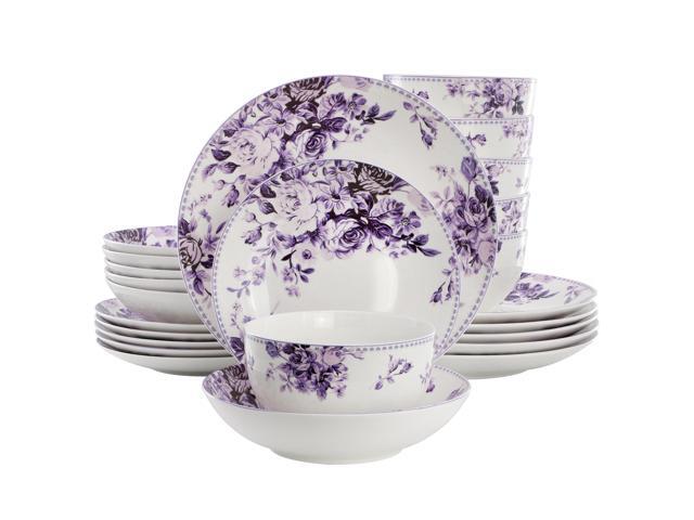Click here for Elama Traditional Purple Rose 24 Piece Porcelain D... prices