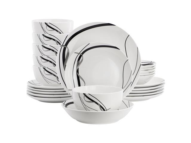 Click here for Elama Sarah 24 Piece Porcelain Black Ribbon Double... prices