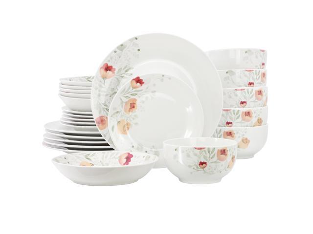Click here for Elama Poppy 24 Piece Porcelain Double Bowl Dinnerw... prices