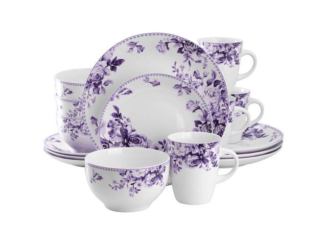 Click here for Elama Traditional Purple Rose 16 Piece Stoneware D... prices