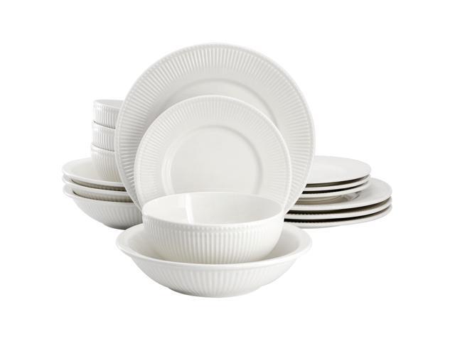 Click here for Elama Kate 16 Piece Textured Trim Double Bowl Porc... prices