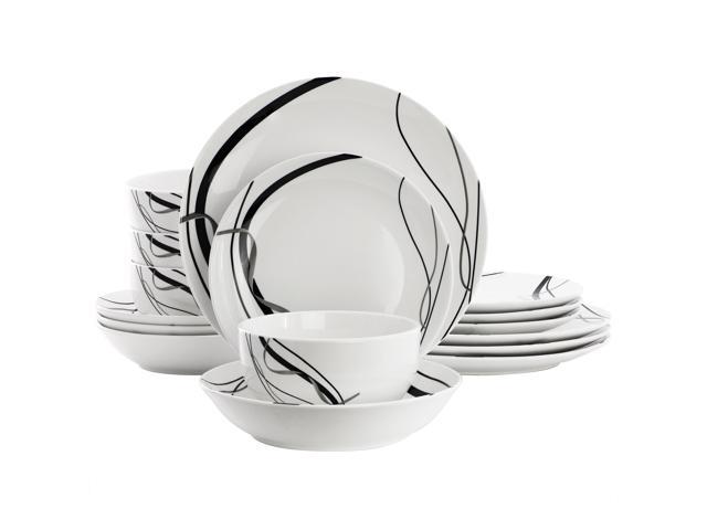 Click here for Elama Sarah 16 Piece Porcelain Double Bowl Black R... prices
