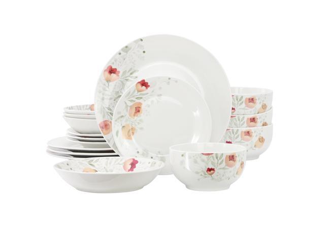 Click here for Elama Poppy 16 Piece Porcelain Double Bowl Dinnerw... prices