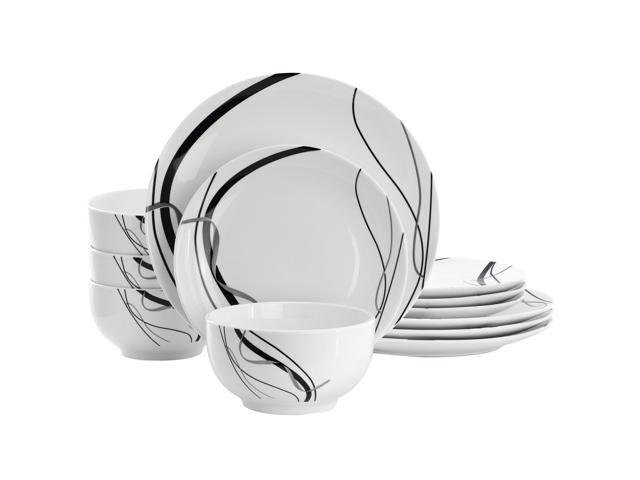 Click here for Elama Sarah 12 Piece Porcelain Black Ribbon Dinner... prices