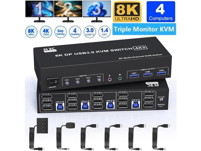 Click here for 8K@60Hz USB 3.0 DisplayPort KVM Switch 3 Monitors... prices