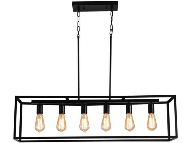 Click here for Garwarm 6 Light Rectangle Chandelier Black Metal L... prices