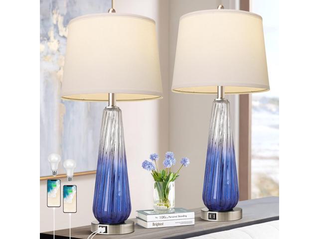 Click here for Modern Glass Table Lamp Set  Navy Blue Ombre  27.5... prices