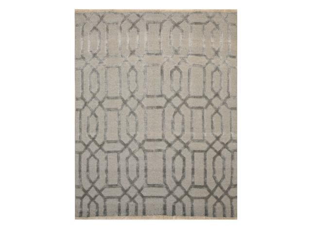 Click here for Hand Knotted Wool & Viscose Gray Transitional Geom... prices