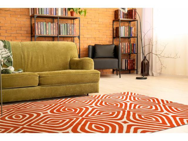 Click here for Hand-Tufted Wool Orange Transitional Geometric Mar... prices