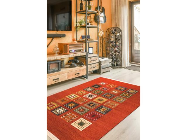 Click here for Rust Bohemian Oriental Gabbeh Rug  Made in India prices