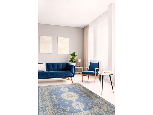 Click here for Hand Knotted Wool Blue Traditional Oriental Khotan... prices