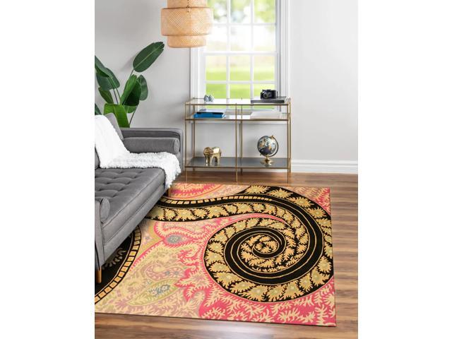 Click here for Hand-Tufted Wool Black Contemporary Abstract Paisl... prices