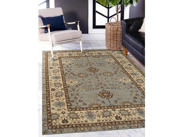 Click here for Light Blue Oushak Floral Rug prices
