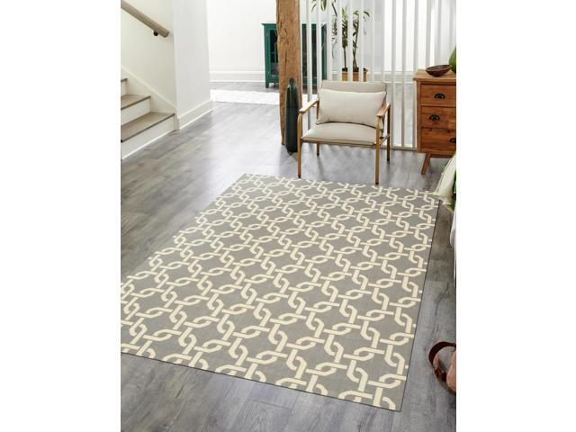 Click here for Handwoven Wool Gray Transitional Geometric Links D... prices