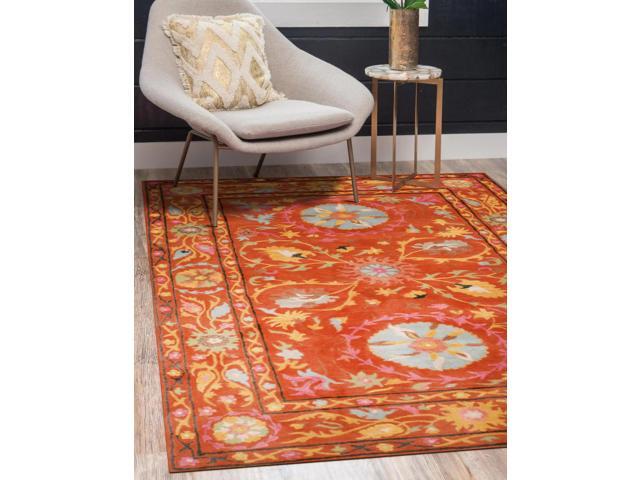 Click here for Hand-Tufted Wool Rust Traditional Floral Suzani Ru... prices