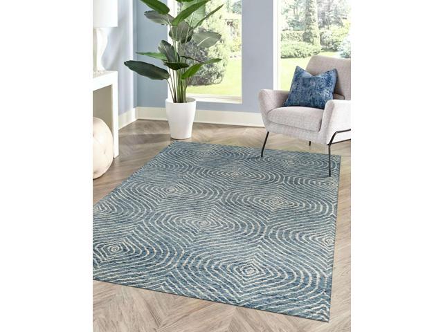 Click here for Hand-Tufted Wool Blue Contemporary Transitional Sp... prices