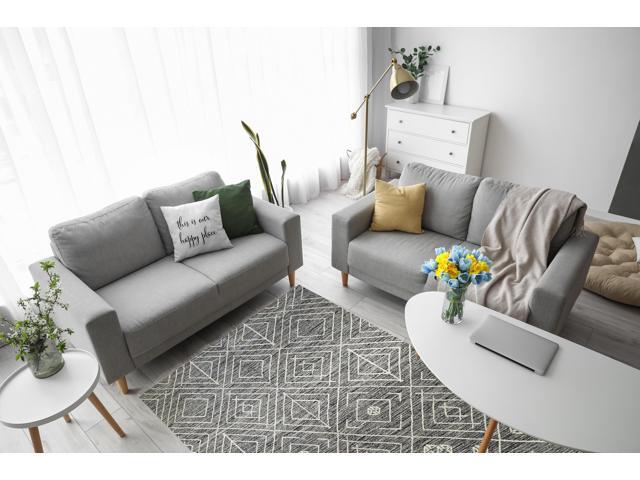 Click here for Handwoven Wool Charcoal Contemporary Geometric Pun... prices