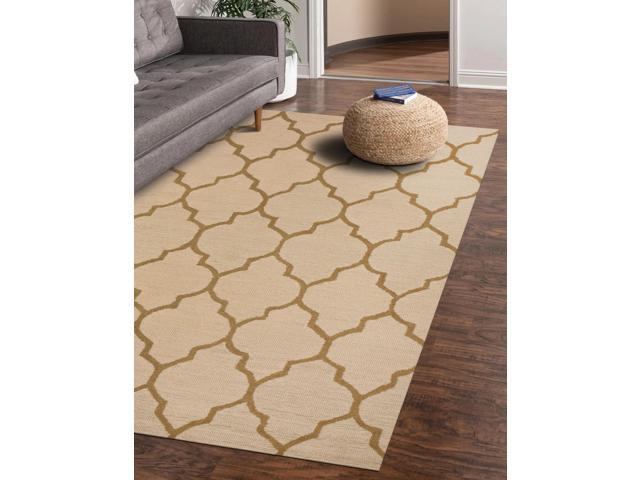 Click here for Hand-Tufted Wool Light Beige Traditional Trellis M... prices