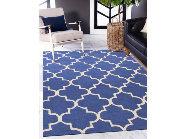 Click here for Hand-Tufted Wool Blue Traditional Trellis Moroccan... prices